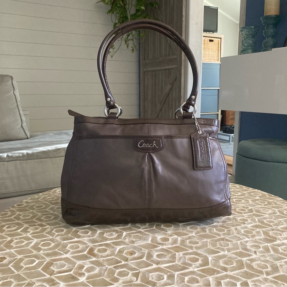 Coach Park Park Leather Carryall Expandable Tote (F19… - Gem